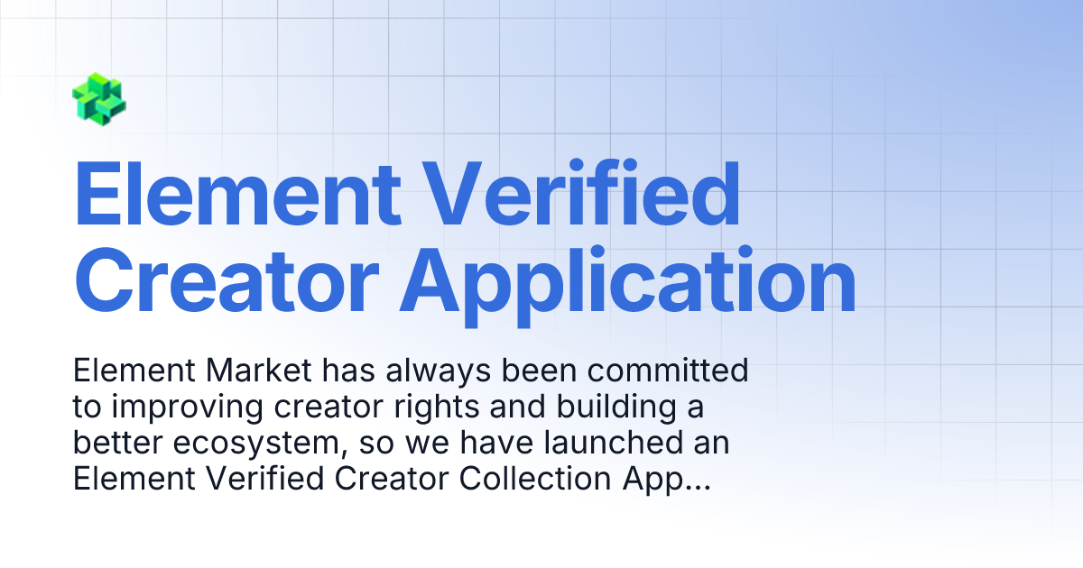 Element Verified Creator Application | Welcome to Element